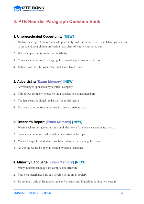 RO PTE | PTE Question Bank